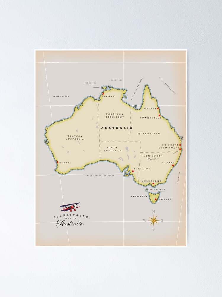 "Illustrated map of Australia" Poster by vectorwebstore | Redbubble