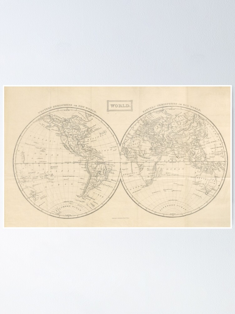 "Vintage Map of The World (1857)" Poster for Sale by BravuraMedia ...