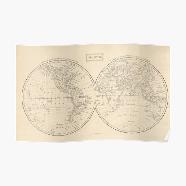 "Vintage Map of The World (1857)" Poster for Sale by BravuraMedia ...