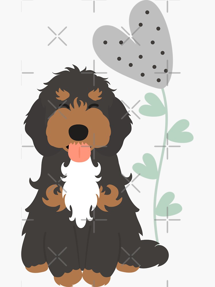 "Love Black and Tan Tricolor Cockapoo Cavapoo Cavoodle" Sticker for ...