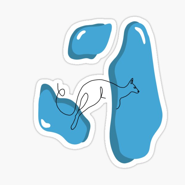 "Blue Line Art Kangaroo" Sticker for Sale by KyraSchwedersky | Redbubble