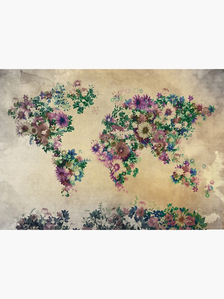 "floral world map" Photographic Print by BekimART | Redbubble