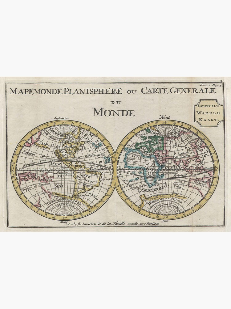 "Vintage Map of The World (1706)" Sticker for Sale by BravuraMedia ...