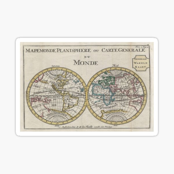 "Vintage Map of The World (1706)" Sticker for Sale by BravuraMedia ...