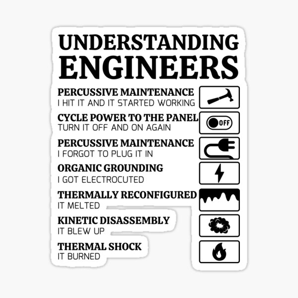 "Understanding Engineers" Sticker for Sale by Artsy9 | Redbubble