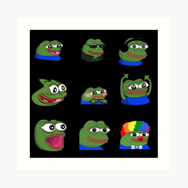 "Peepo Emotes (Black)" Art Print for Sale by mrlazypl | Redbubble