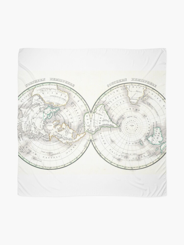 "Vintage Northern and Southern World Hemisphere Map " Scarf for Sale by ...