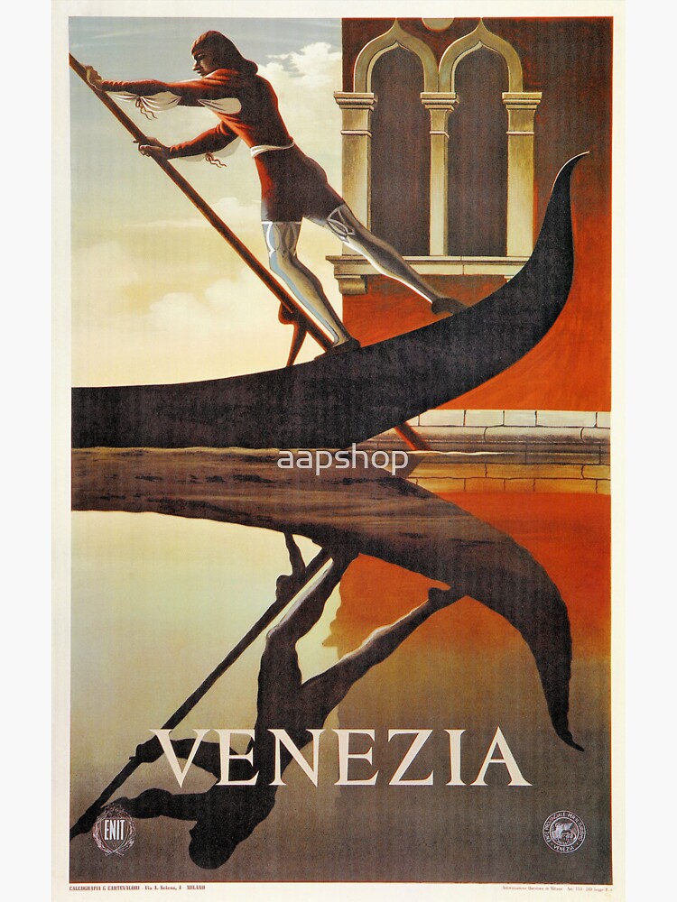 "Vintage Venice Italy travel advert, gondola" Sticker for Sale by ...