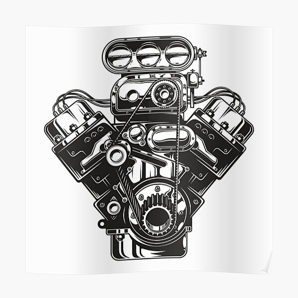 "Car engine vintage automobile design merchandise" Poster for Sale by ...