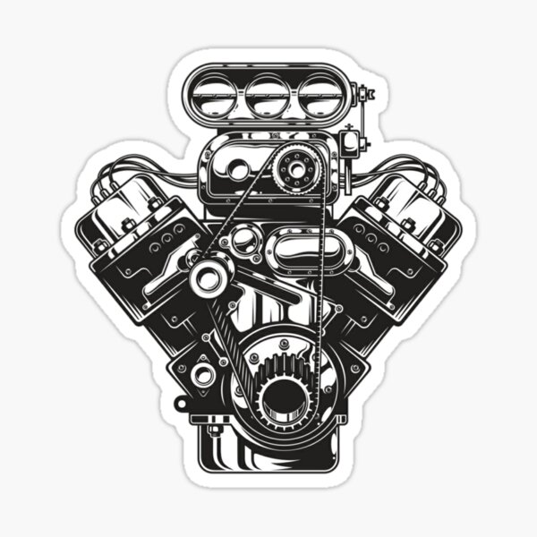 "Car engine vintage automobile design merchandise" Sticker for Sale by ...