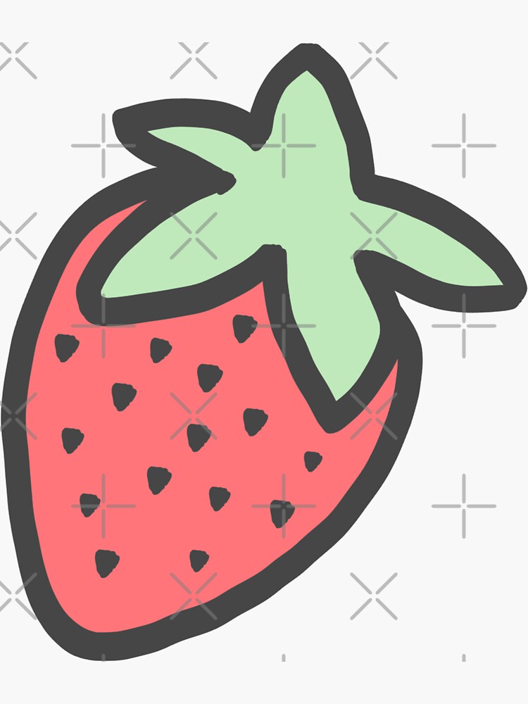 "Cute Strawberry illustration, cute aesthetic" Sticker by madsnail ...
