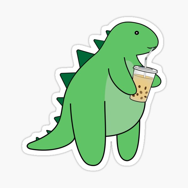 "Dino Boba with drink sticker and T-shirts" Sticker for Sale by ...
