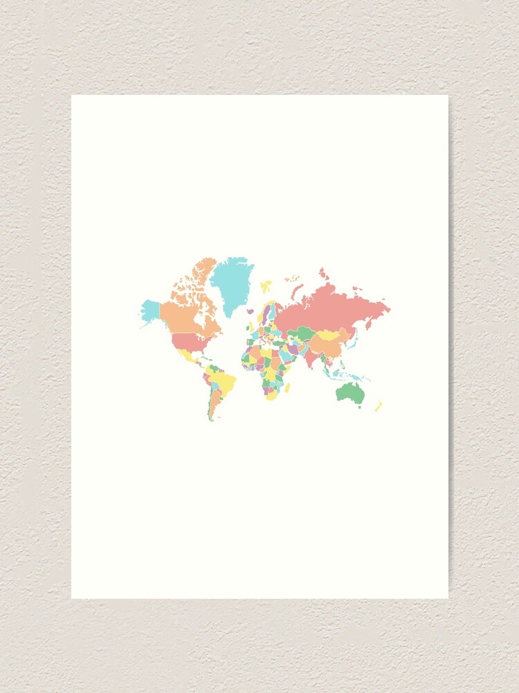 "illustration of a Pastel Colored, World Map" Art Print for Sale by ...