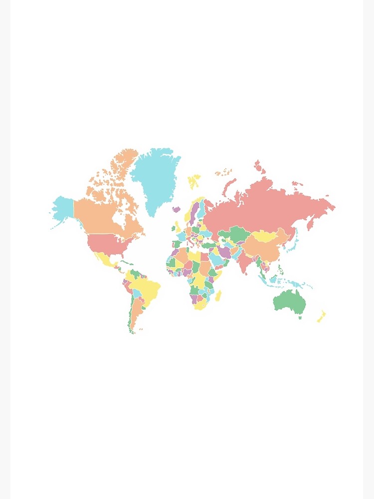 "illustration of a Pastel Colored, World Map" Art Print for Sale by ...