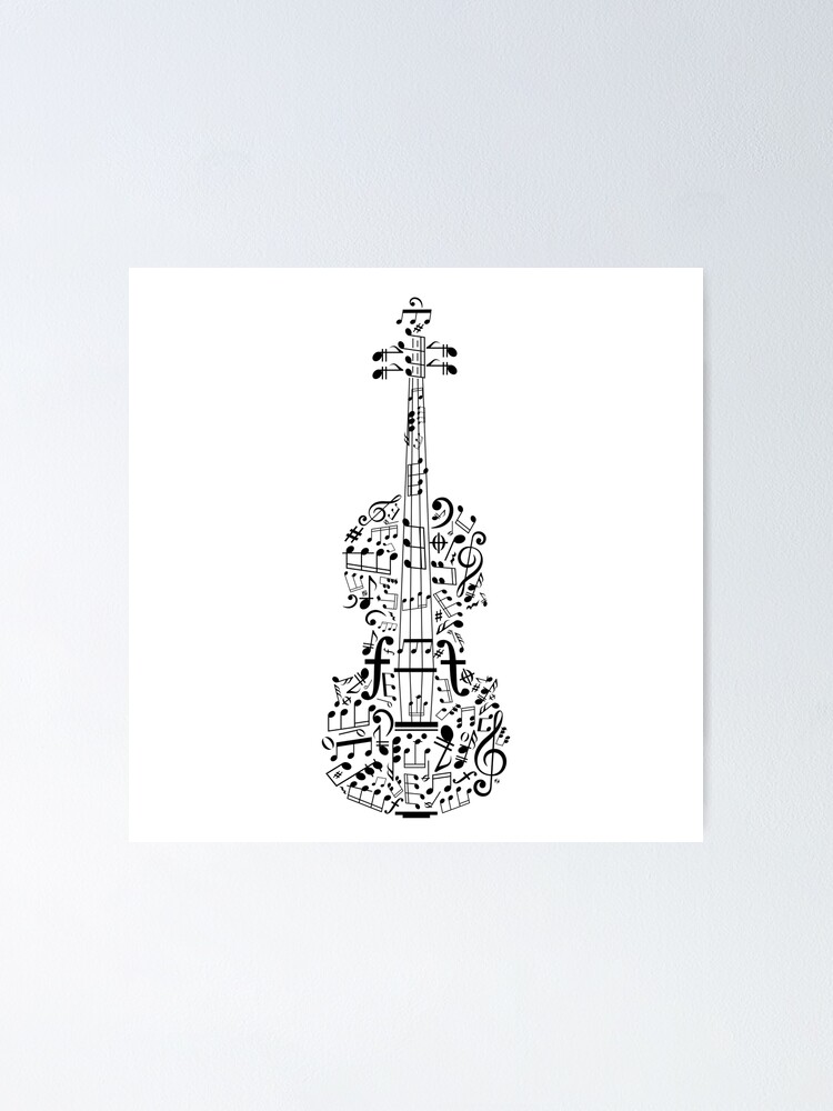"Violin Shape Notes Music Form Graphic Instrument" Poster for Sale by ...