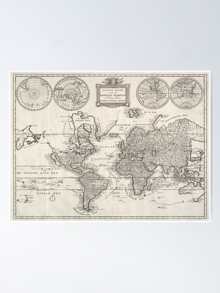 "Vintage Map of The World (1786)" Poster by BravuraMedia | Redbubble