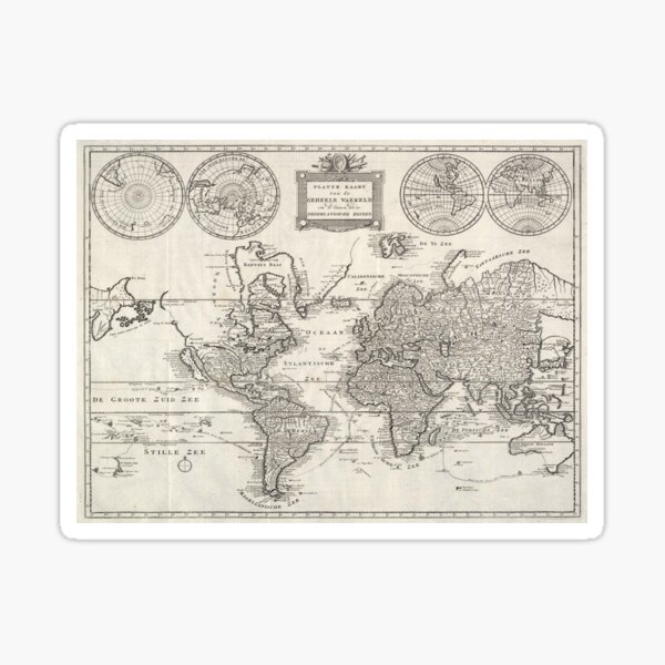 "Vintage Map of The World (1786)" Sticker for Sale by BravuraMedia ...