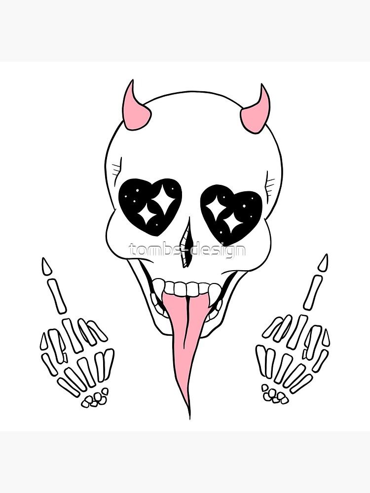 "Middle Finger Devil Skull " Poster for Sale by tombs-design | Redbubble