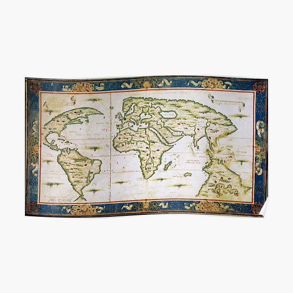 "Vintage Map of The World (1566)" Poster by BravuraMedia | Redbubble