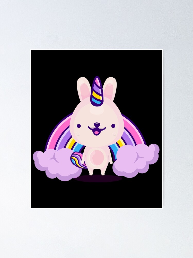 Póster «Regalo feliz arco iris rabit-unicornio - rabit-unicorn ...