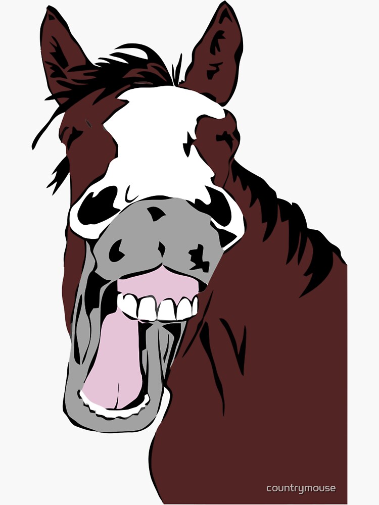 "Fun Horse Laugh Cartoon Art" Sticker for Sale by countrymouse | Redbubble