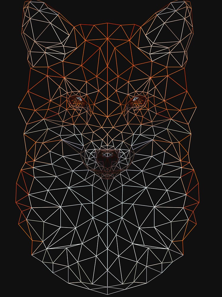 "Wireframe Low-poly Geometric Fox" T-shirt by kinkitsune | Redbubble