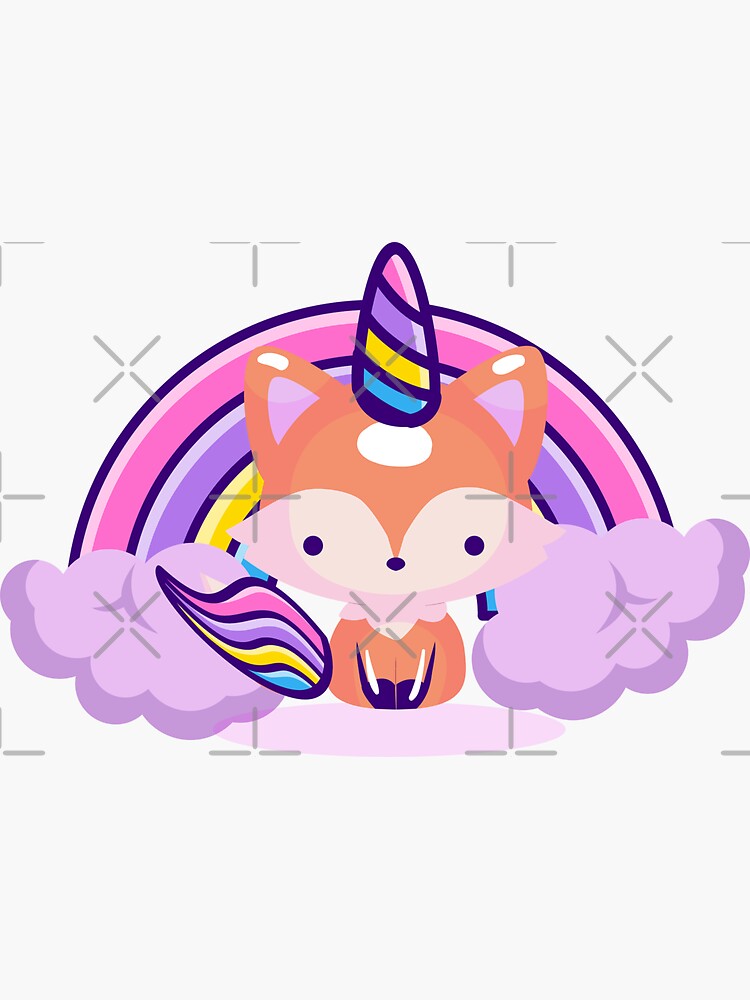 "Happy rainbow Fox-unicorn Gift - Fox-unicorn Digital illustration ...
