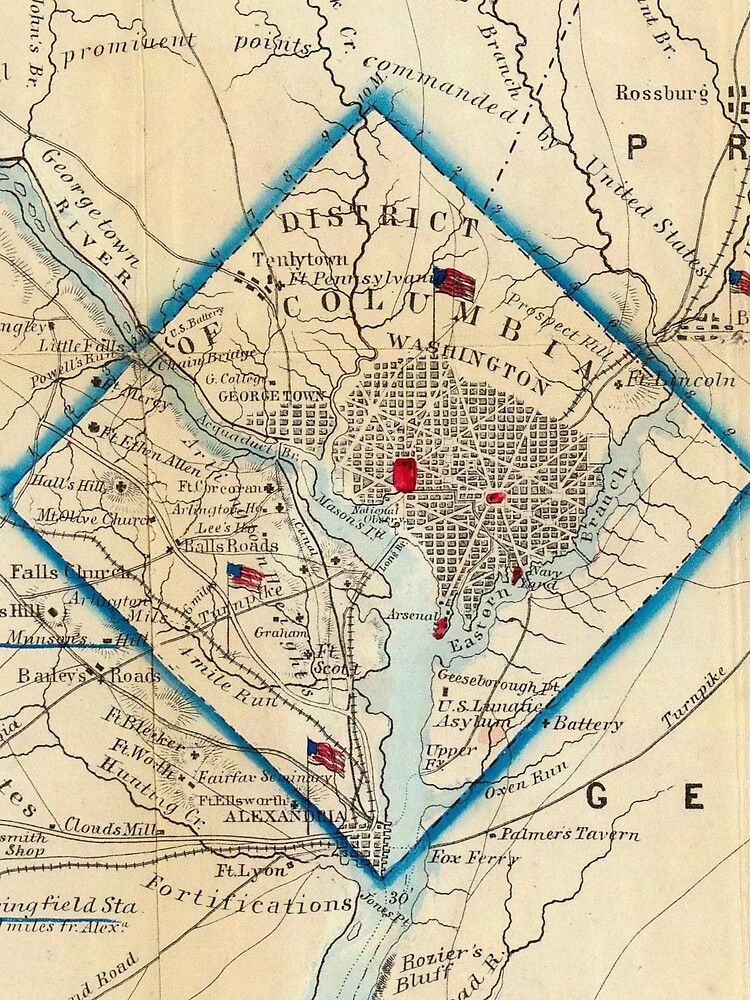 Vintage Map of Washington D.C. Battlefields (1862) Mini Skirt sold by ...