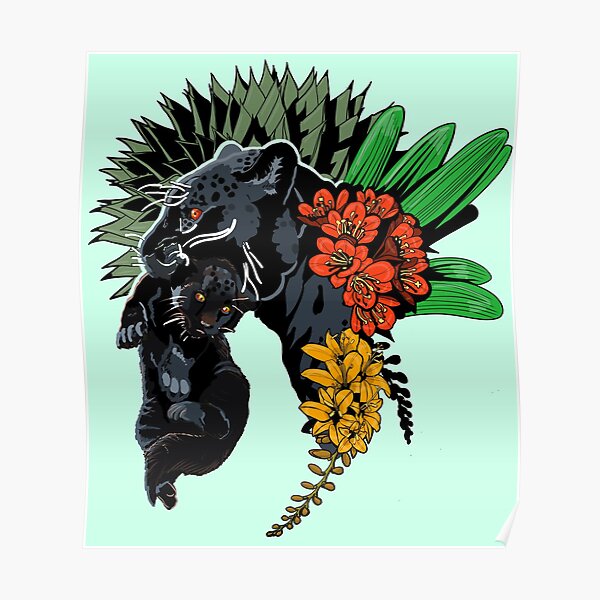 Póster «Pantera Negra Madre y Cachorro» de SylvanianRose | Redbubble