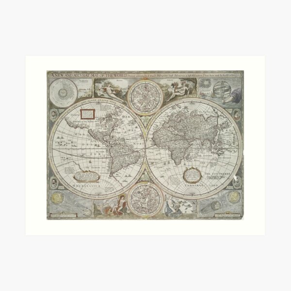 "Vintage Map of The World (1651)" Art Print by BravuraMedia | Redbubble