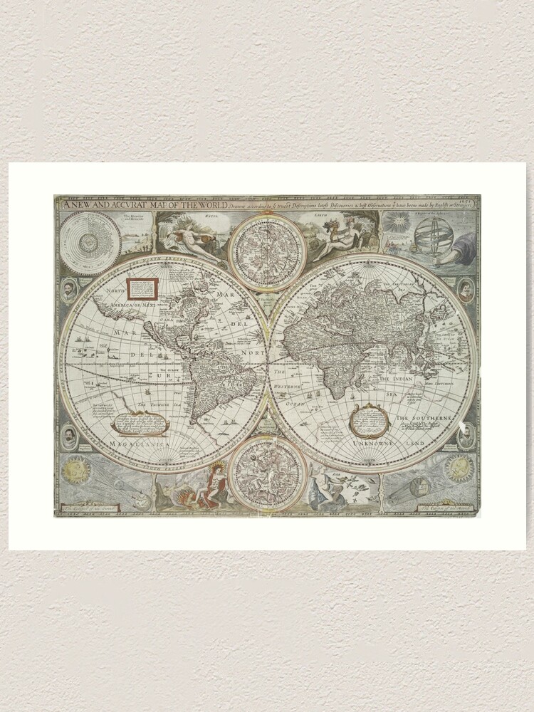 "Vintage Map of The World (1651)" Art Print by BravuraMedia | Redbubble