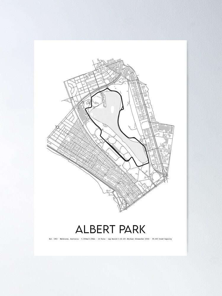 "Albert Park - Australian Grand Prix Motor Racing Track Design" Poster ...