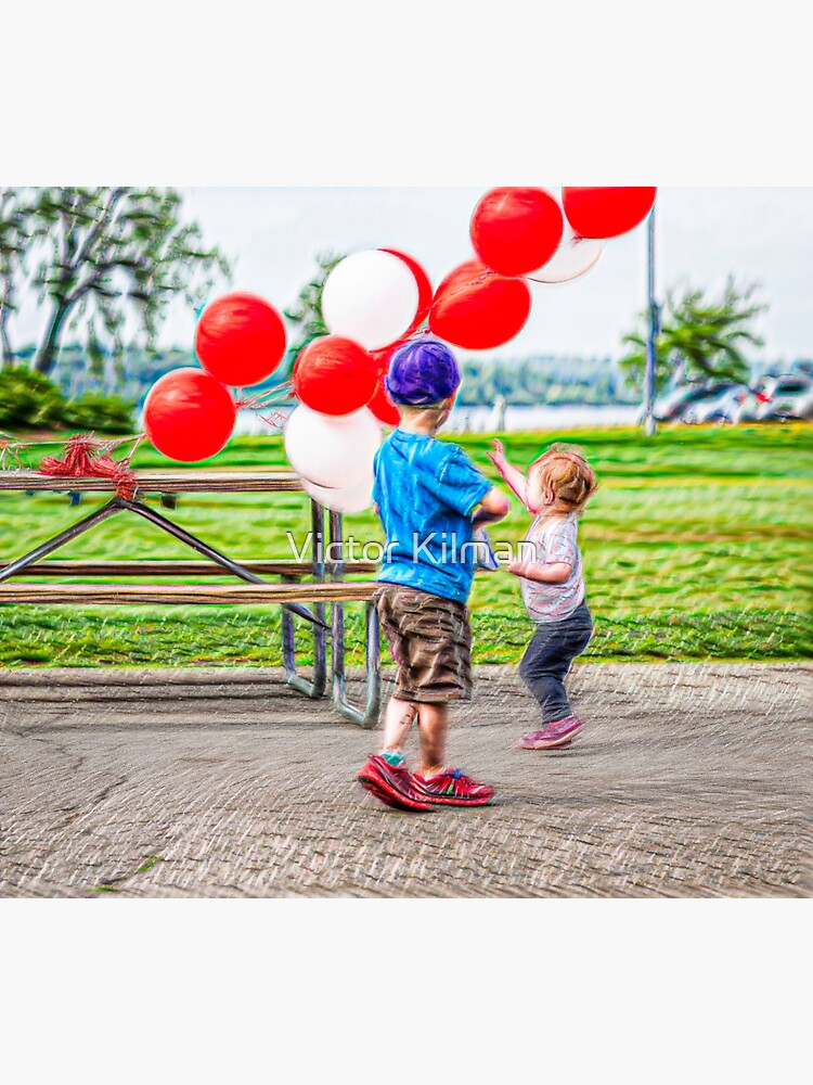 "Chasing Balloons" Sticker for Sale by vkilman | Redbubble