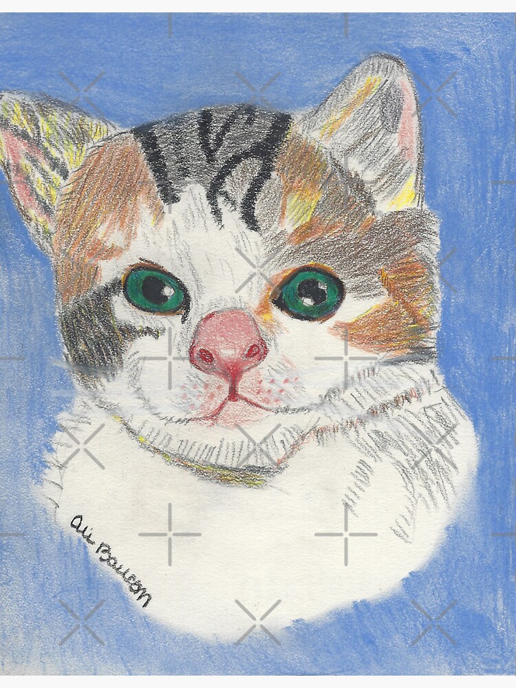 "Meow Meow Pastel Cat Portrait Drawing" Sticker for Sale by ...
