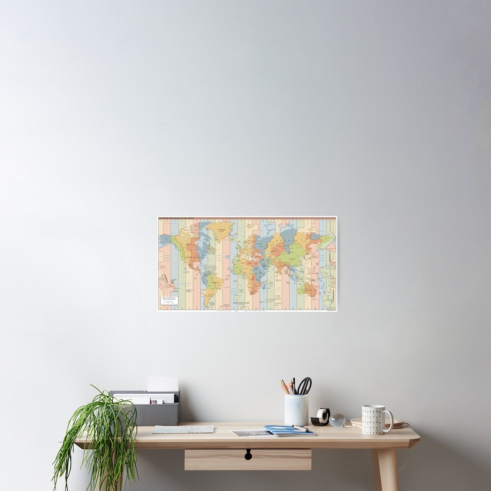 "World Time Zone Map" Poster by BravuraMedia | Redbubble
