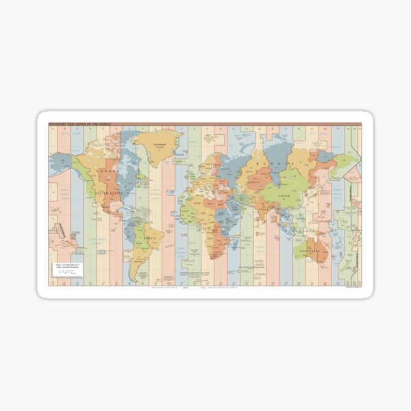 "World Time Zone Map" Sticker for Sale by BravuraMedia | Redbubble