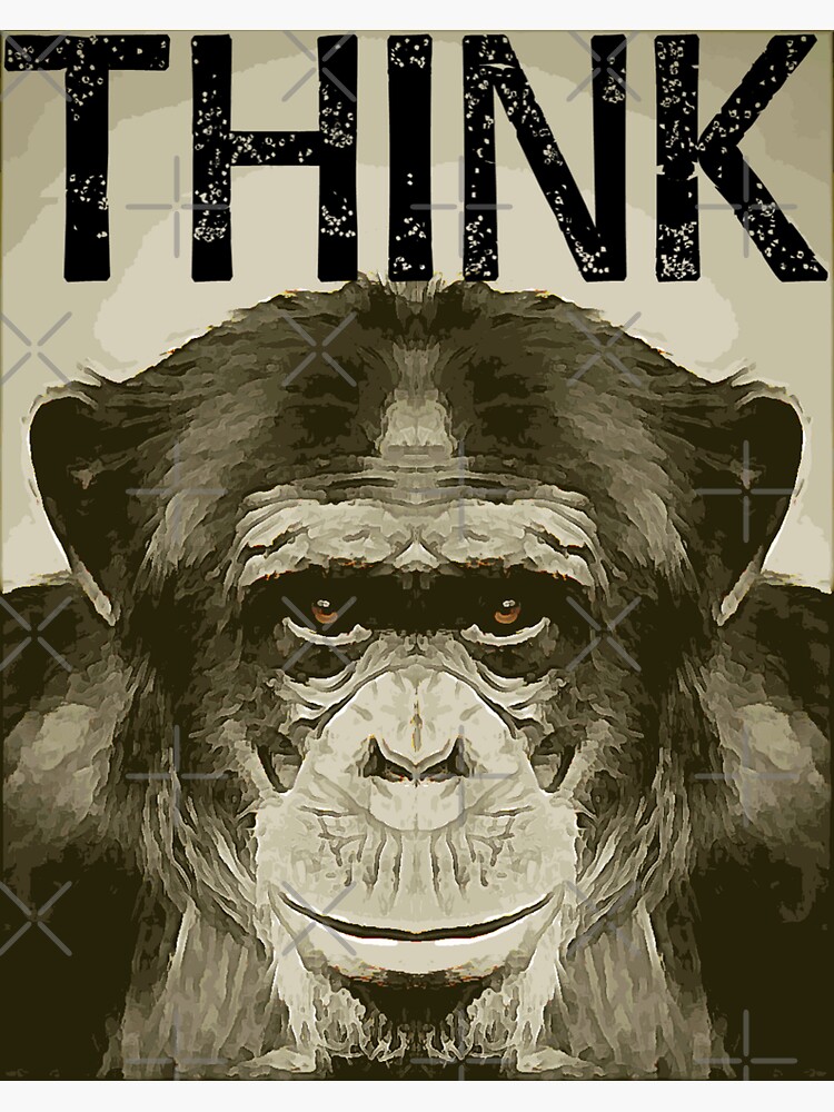 "Think Monkey" Sticker for Sale by CANJ72 | Redbubble