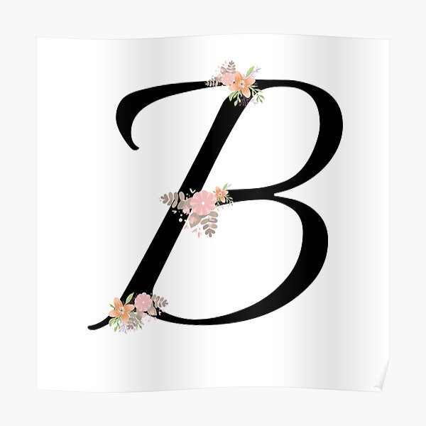 "Alphabet letter B monogram with pretty flower initial calligraphy ...