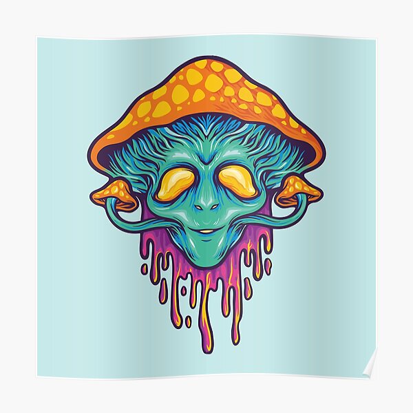 "Alien Magic Mushrooms Psychedelic" Poster for Sale by Akanaji | Redbubble