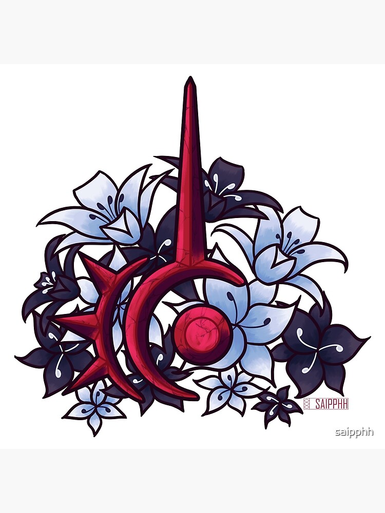 "FFXIV Red Mage Job Symbol with Flowers" Poster for Sale by saipphh ...