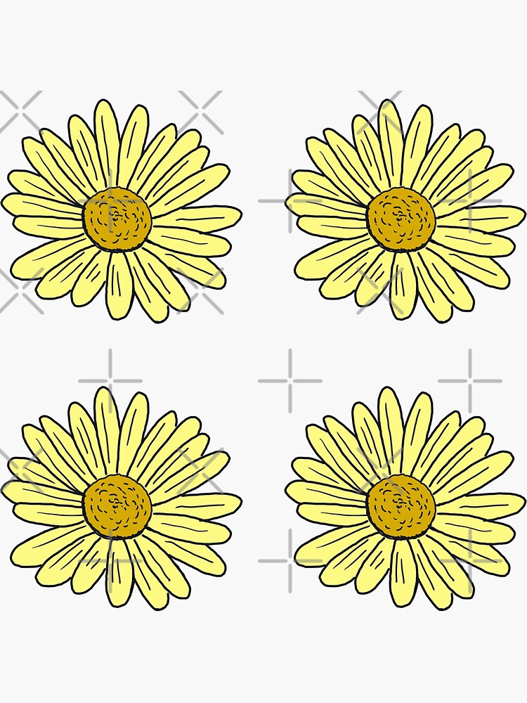 "Yellow Daisy Doodle Pack" Sticker for Sale by NatureGlow | Redbubble