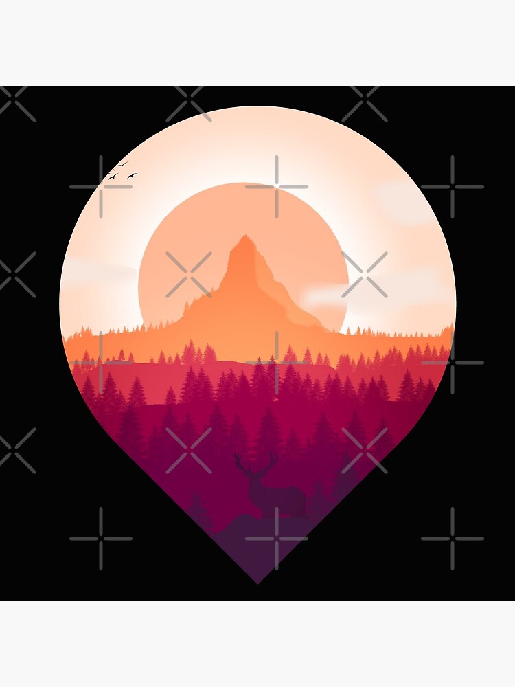 Póster «Puesta de sol en la ilustración del bosque» de Dankio | Redbubble