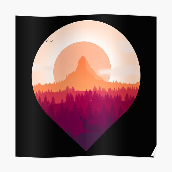 Póster «Puesta de sol en la ilustración del bosque» de Dankio | Redbubble