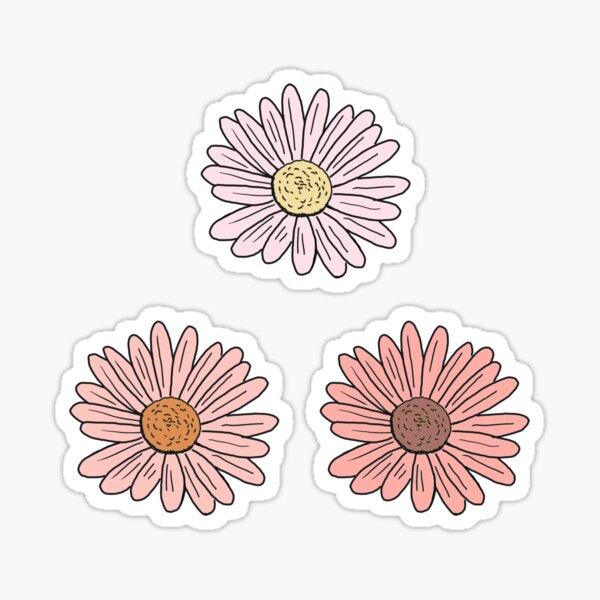 "Pastel Pink Daisy Pack" Sticker for Sale by NatureGlow | Redbubble