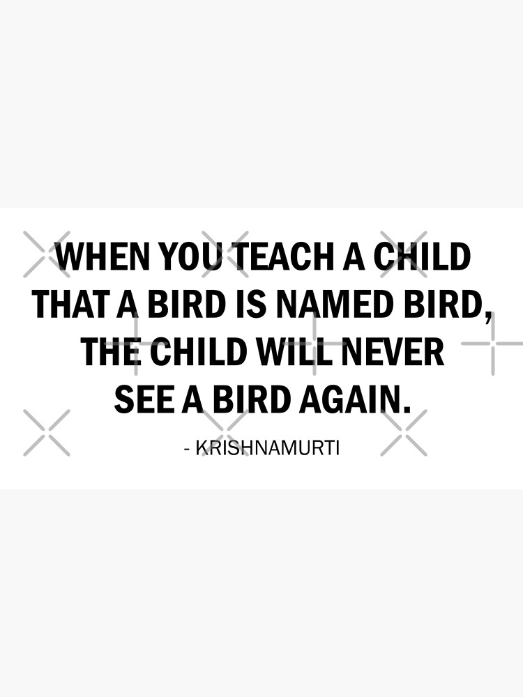 "When you teach the child the name of the bird, the child will never ...