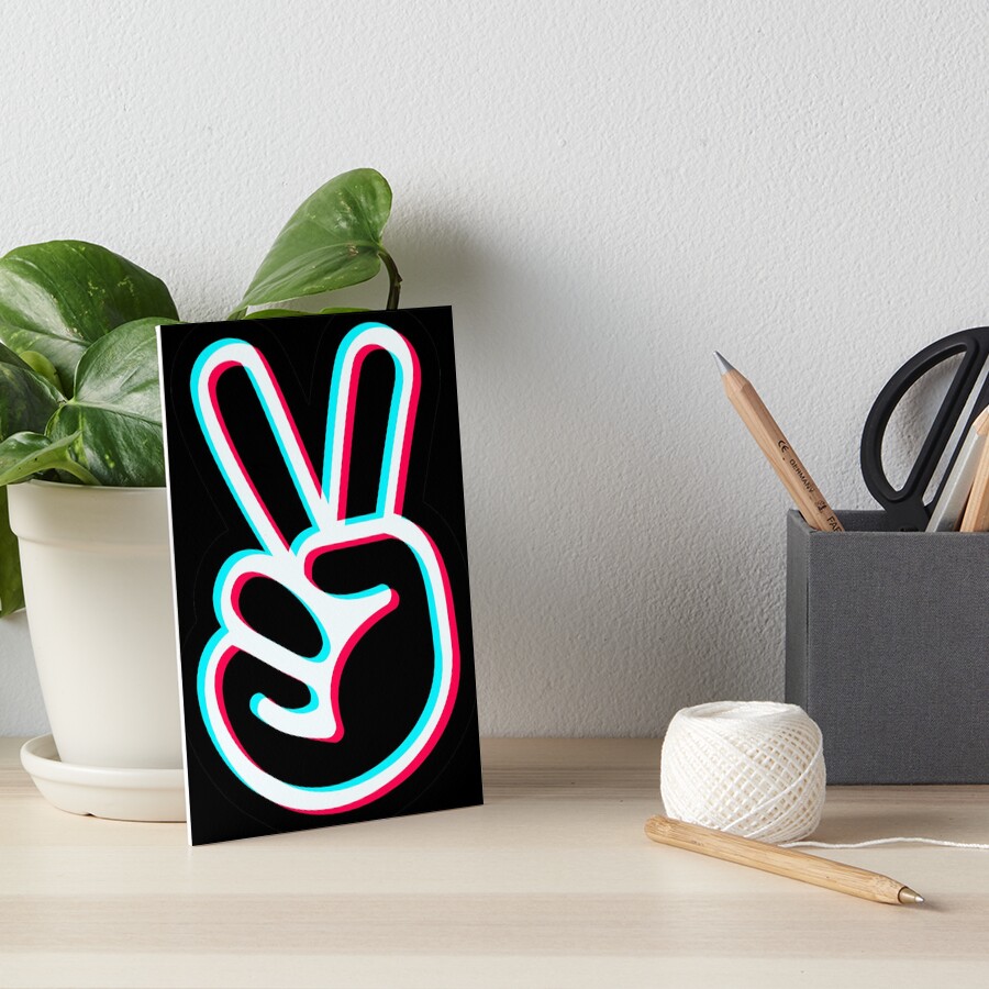 "Peace sign hand in glitch tik tok style" Art Board Print by hendeJens ...
