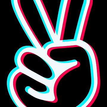 "Peace sign hand in glitch tik tok style" Sticker by hendeJens | Redbubble