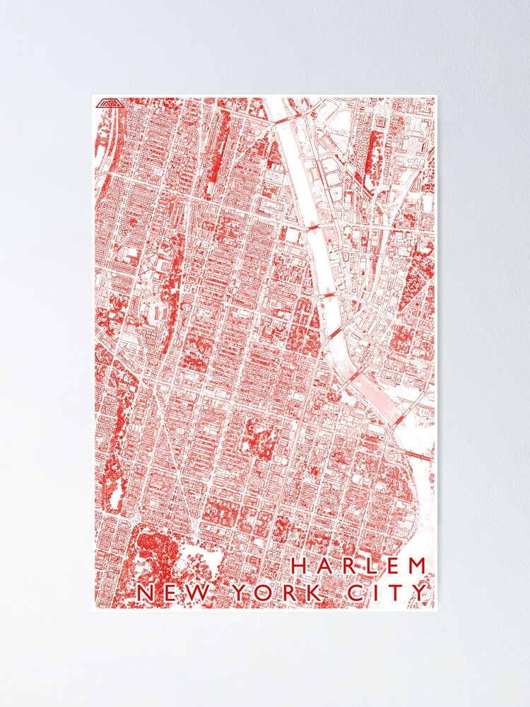 "Harlem Neighbourhood Buildings Map" Poster for Sale by Mapozoid ...