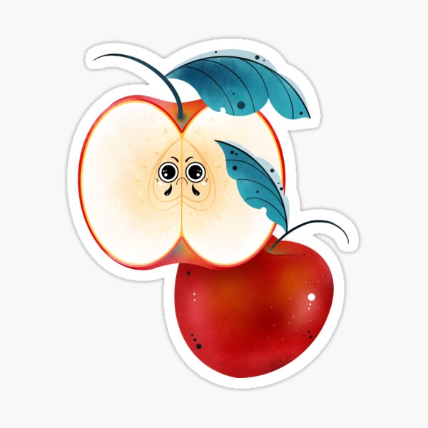 "Cute grumpy bad apple " Sticker for Sale by Texdoodles | Redbubble