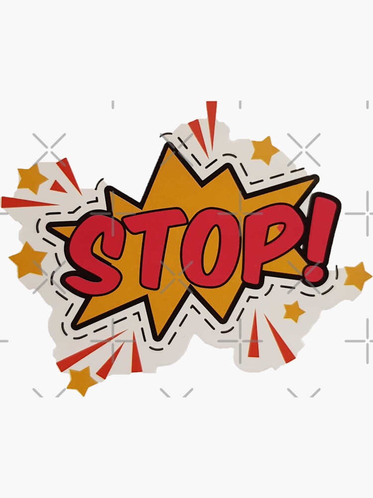 "Red and yellow stop sticker" Sticker for Sale by Passmr | Redbubble
